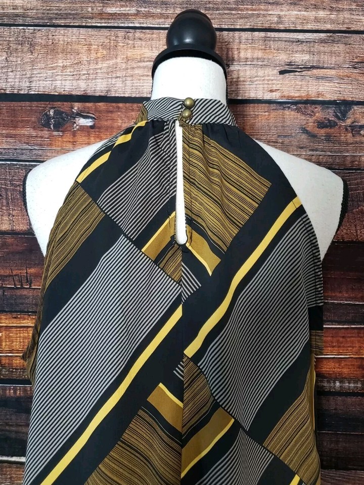 143 Story By Line Up Blouse Size Medium Striped Patchwork Shirt Top | eBay