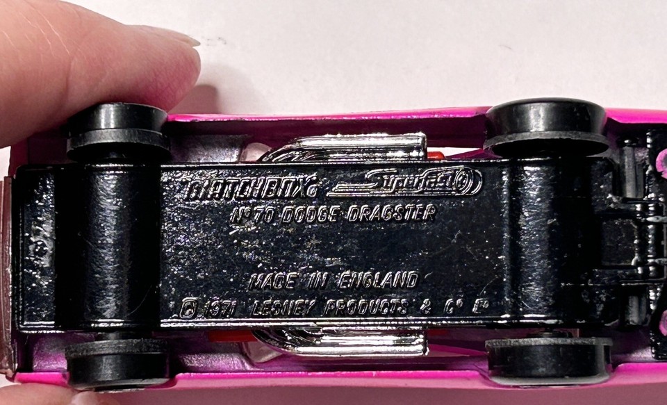 VTG Lesney Matchbox Car Superfast Dodge Dragster No. 70 1971 Pink ...