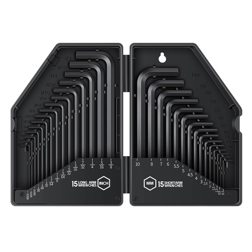 30 PCS Hex Head Key Allen Wrench Tool Set Organizer Kit Alloy Steel L ...