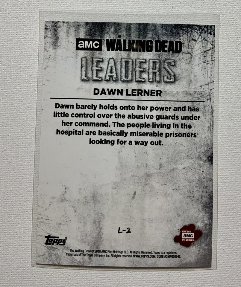 AMC The Walking Dead Topps 2018 DAWN LERNER Hunters & Hunted Insert L-2 ...