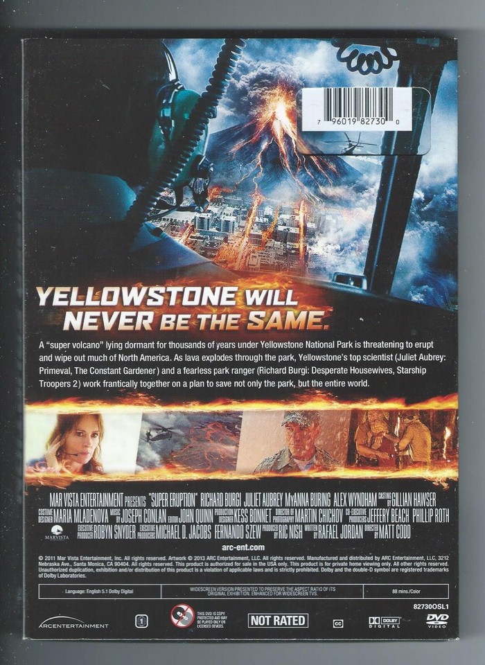 Super Eruption DVD Disaster Movie Film Richard Burgi Juliet Aubrey Alex ...