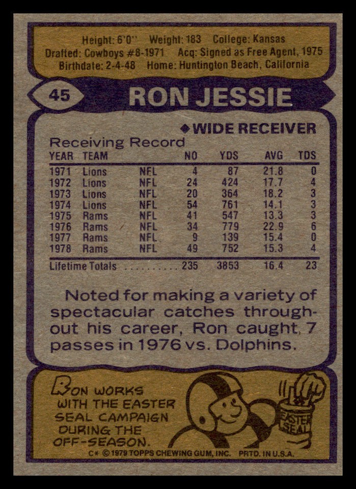 1979 Topps Ron Jessie #45 Los Angeles Rams | eBay