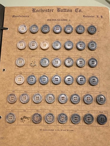 1942 Rochester NY Button Co. Salesman’s Sample book 112 buttons | eBay