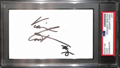 Vince Carter Autographed/Signed Cut 3x5 Index Card Atlanta Hawks PSA ...
