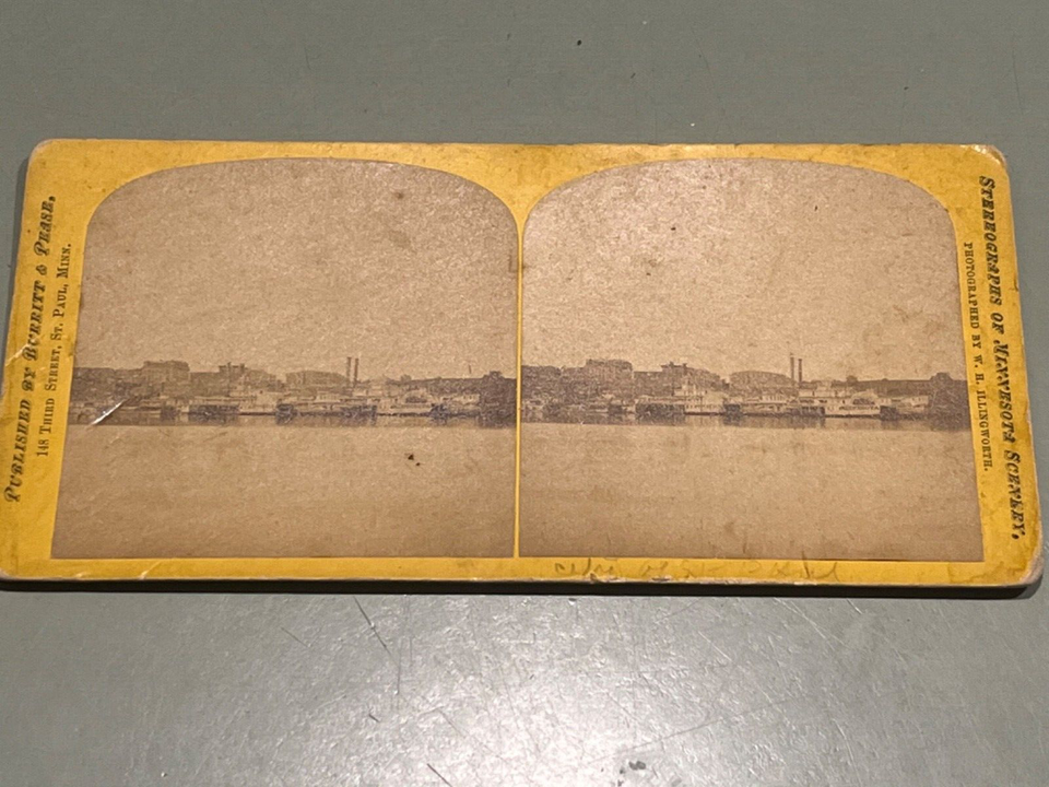 1860s St Paul MN panorama harbor stereoptic card albumen photograph | eBay