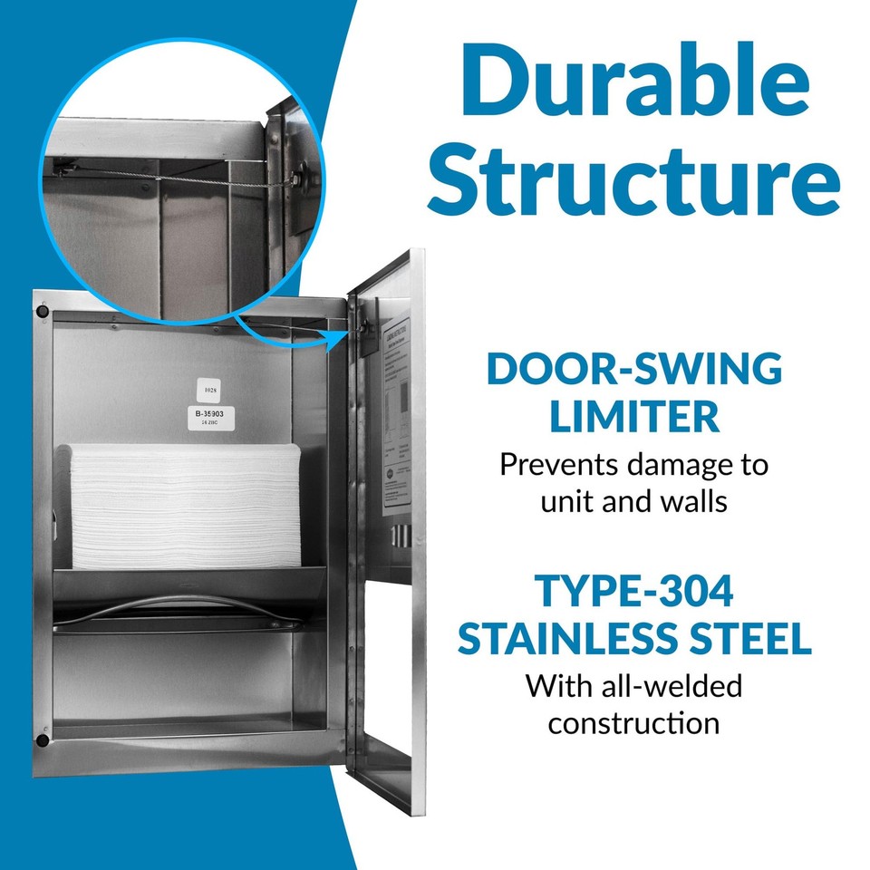 Recessed Friction-Catch Paper Towel Dispenser for Commercial Use, Satin ...