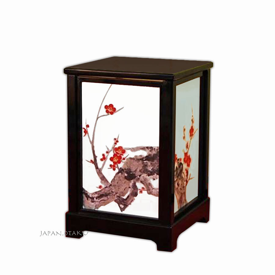 Hand made Andon Oriental lamp Tatsumoto seika Washi Hand-painted plum ...