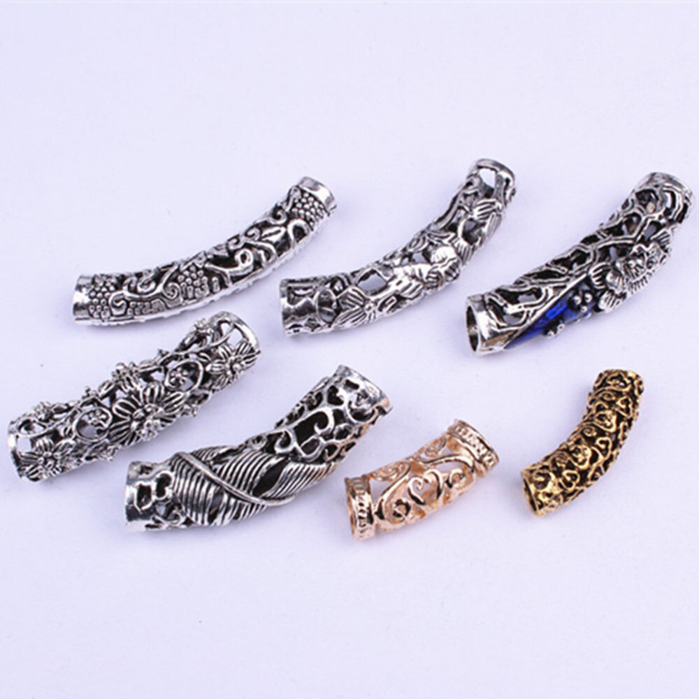 14 PCS Curved Tube Charm Beads Spacer Charms DIY Jewelry Bending Alloy ...