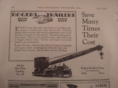 1929 Rogers Trailers Ad Advertisement: With Cool Goose Neck Mack Truck ...