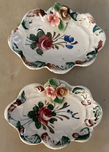 Lot-2 Vintage PAUL'S ITALY Art Pottery Ceramic Floral Design 3-D ...