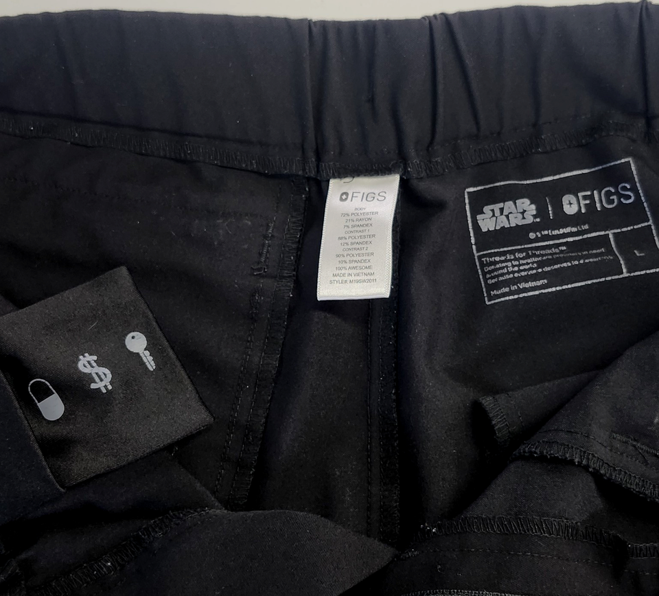 FIGS Star Wars Scrub Pants Men L ~30-34x29.5 Black Red Limited Edition ...
