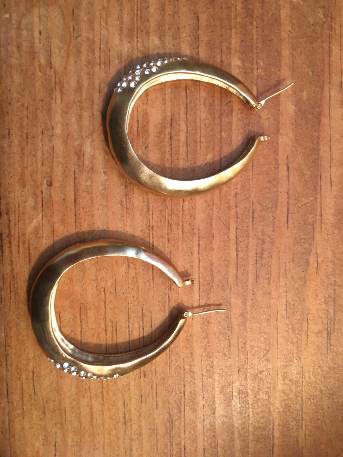 ABS By Allen Schwartz Gold Pave Hoop Contemporary Statement Earrings | eBay