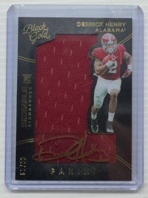 2016 Panini Black Gold Derrick Henry Red Sizeable Signatures RC Patch ...
