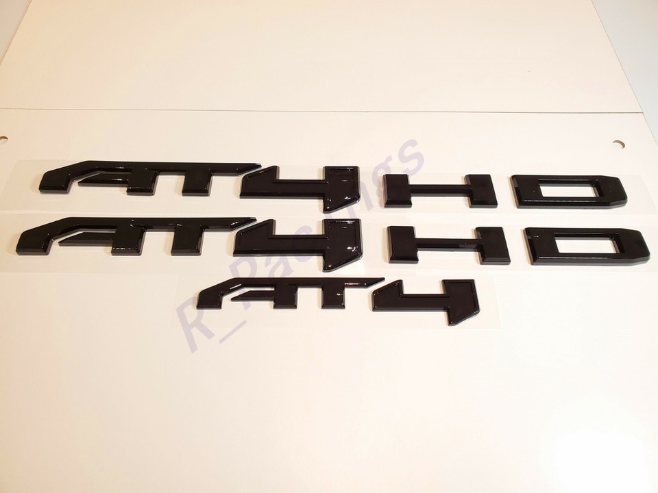4PCS Set Gloss Black AT4 HD Emblem Sierra Letters Fit GMC Sierra 2500HD ...