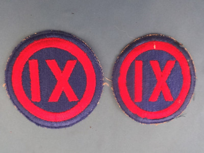 2 DIFFERENT US ARMY IX 9 CORPS PATCH WW II ERA EMBROIDERED NO GLOW CUT ...