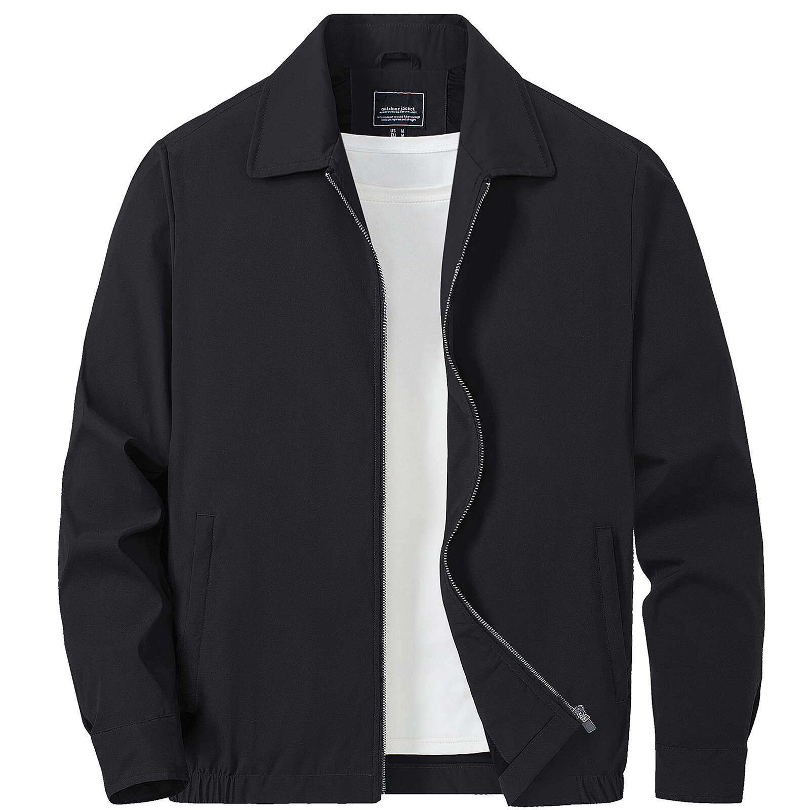 Mens Lightweight Bomber Jacket Full-Zip Spring Fall Track Coat Active ...