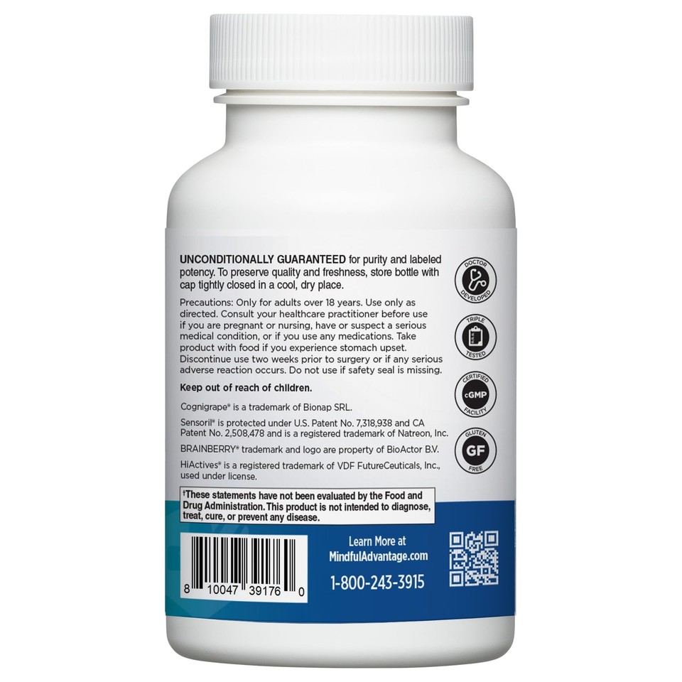 Mindful Advantage Brain Memory Focus Supplement 5 Clinical Ingredients ...