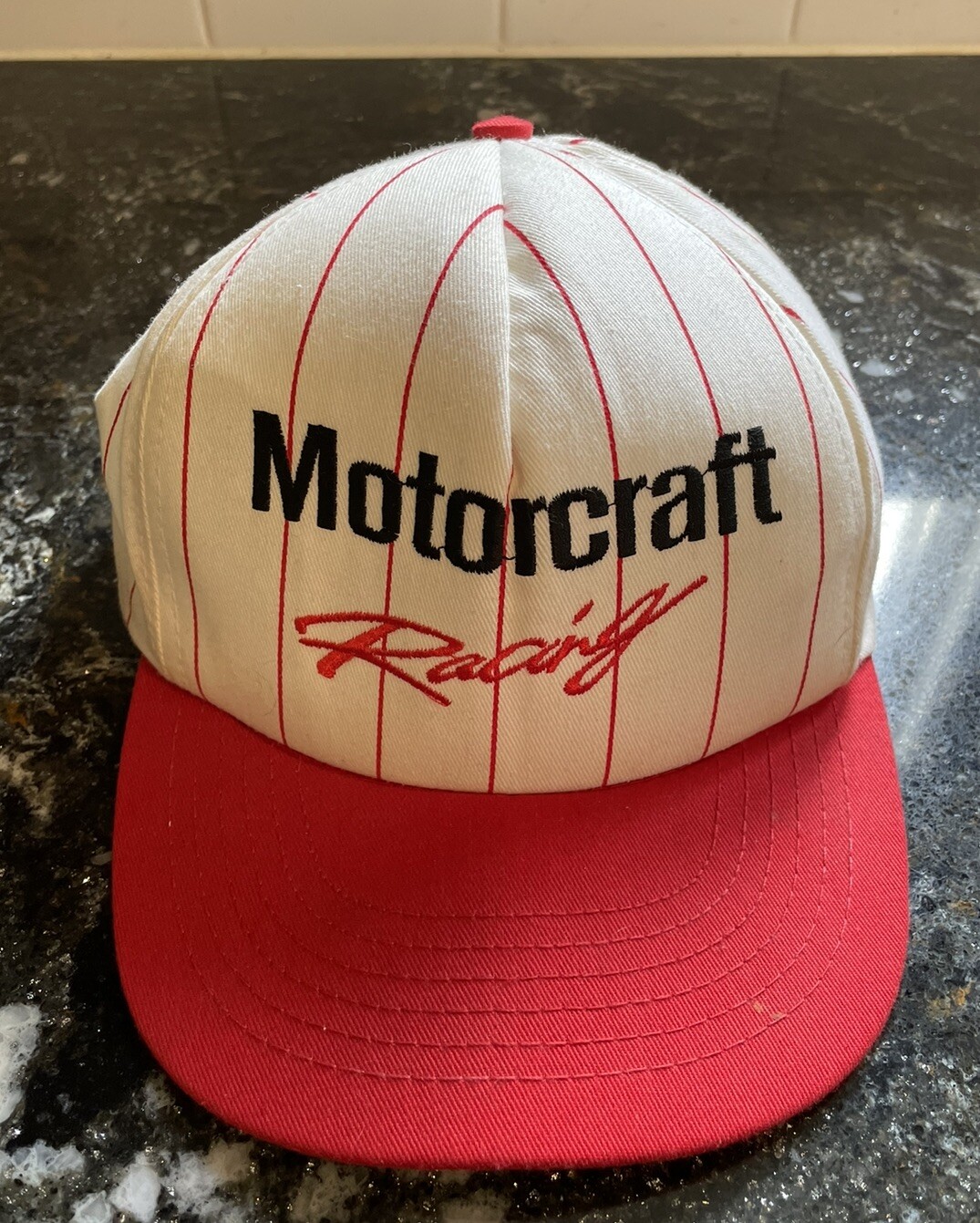 Rare Vintage STYLEMASTER Motorcraft Racing Pinstriped SNAPBACK Hat Cap ...