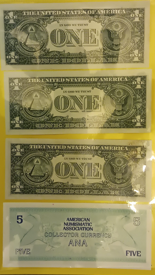 1963B $1 Joseph Barr “star note” E43068046 & 2 consecutive number 1963B ...