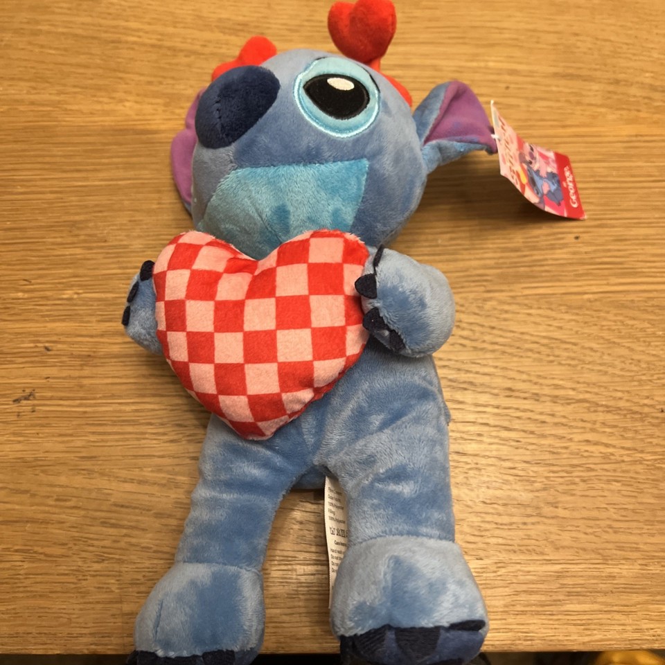 Disney 10-inch Sitch Valentine's Hearts Soft Toy Plush Lilo Stitch Asda ...