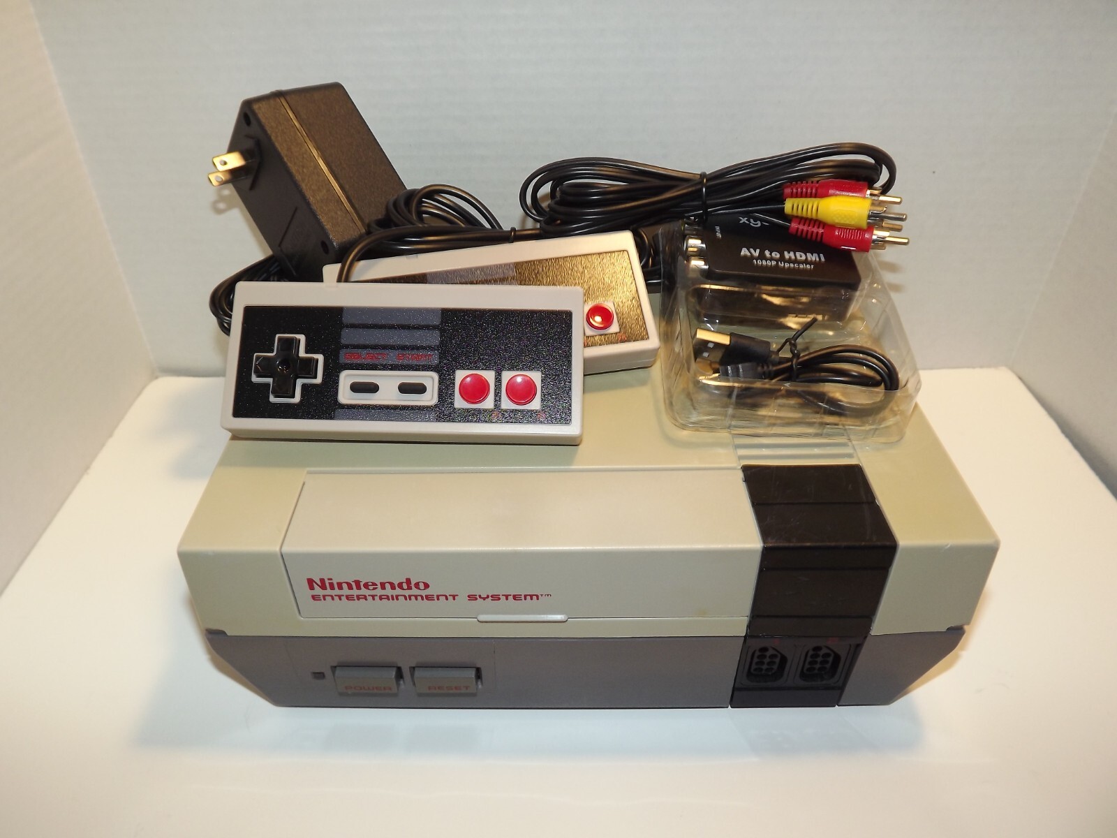 Original Nintendo NES System Console, hook ups, New AV to HD Converter ...