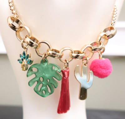 Jessica Simpson bracelet pineapple cactus tassel pompom charms slider ...