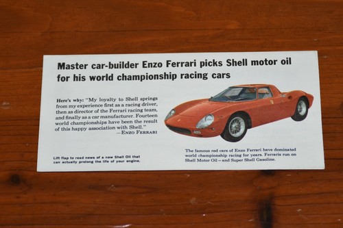 1965 Vtg Leaflet Brochure Super Shell Motor Oil Advertising Ferrari ...