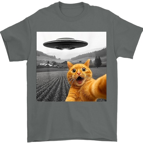 Cat Selfie With Alien UFO Funny Cat Gifts For Men Women Unisex T-Shirt ...