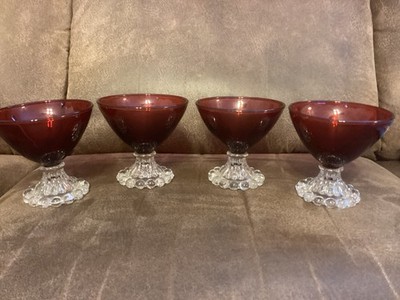 4 FOOTED RED RUBY GLASS DESSERT CUPS WINE WATER GLASSES NICE | eBay
