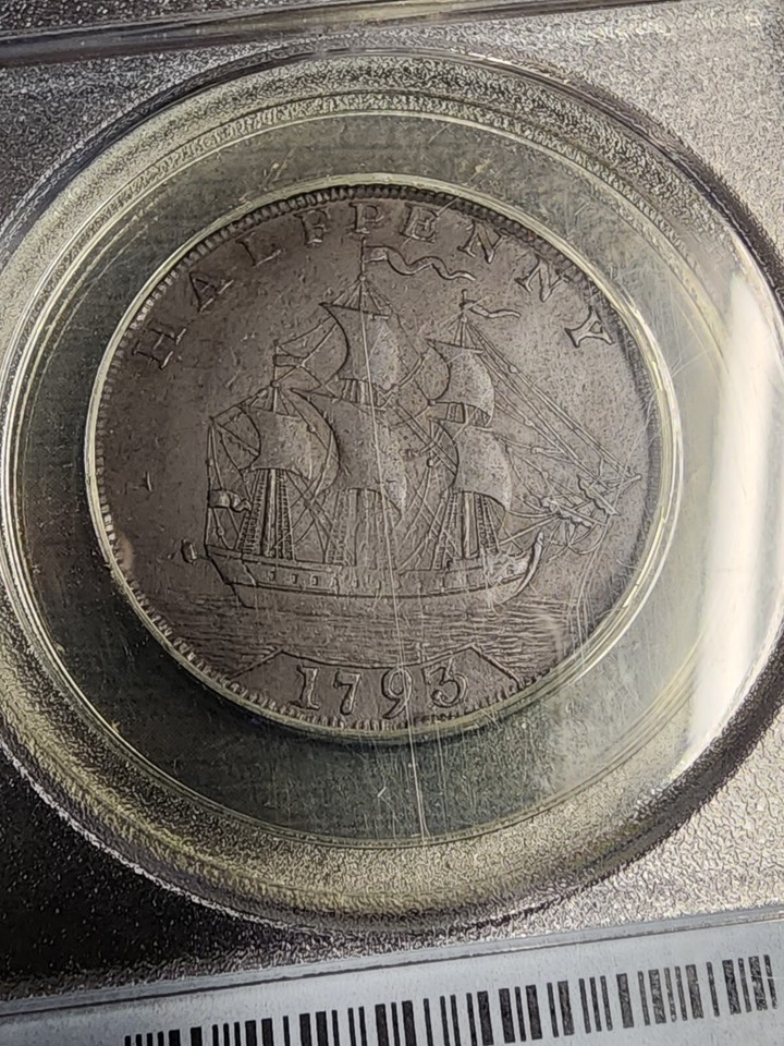 1793 Washington 1/2 Half Penny PCGS AU50 Ship Token Colonial Coin Rare ...