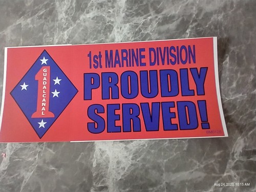 3.25X6.5" Decal Sticker PROUDLY SERVED 1st MARINE DIVISION GUADALCANAL ...