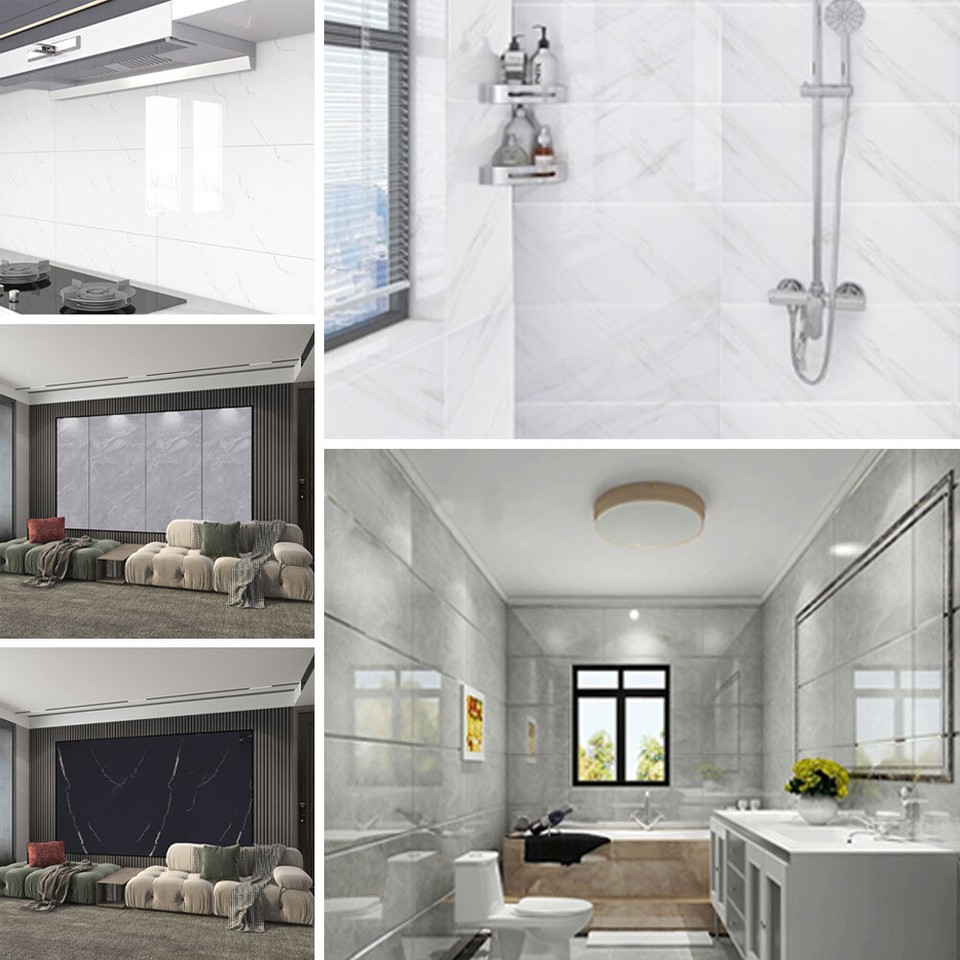 10pcs Self-Adhesive Grey Marble PVC Cladding Wall Panels for Bathroom ...