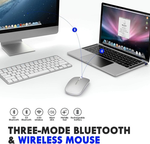 3 Modes Rechargeable Bluetooth Wireless USB Mouse, Control 3 devices ...