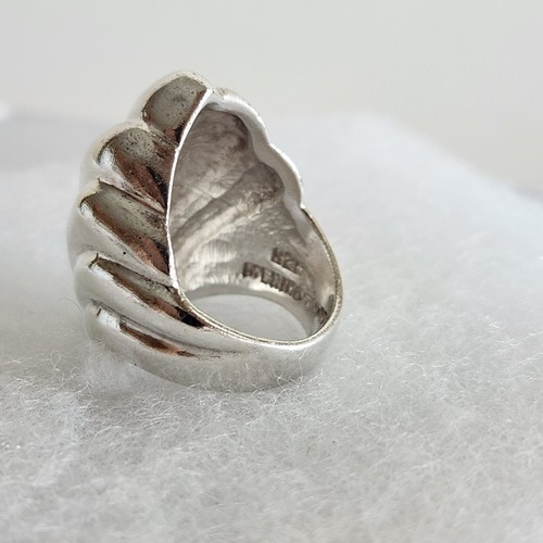 Heavy Chunky Statement 925 Sterling Silver Shell Design Ring Size 6 17g ...