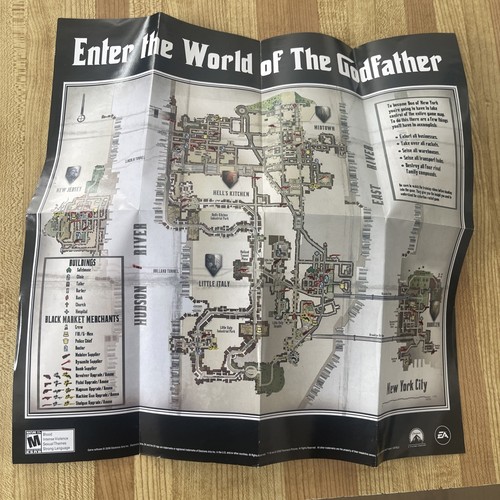 The Godfather Playstation 2 PS2 Xbox Foldable Poster World Map Insert ...