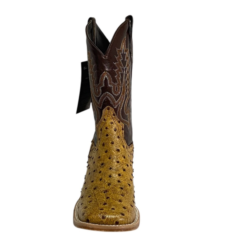CABALLO DORADO MEN'S STRAW OSTRICH QUILL LEATHER WESTERN EXOTIC COWBOY ...