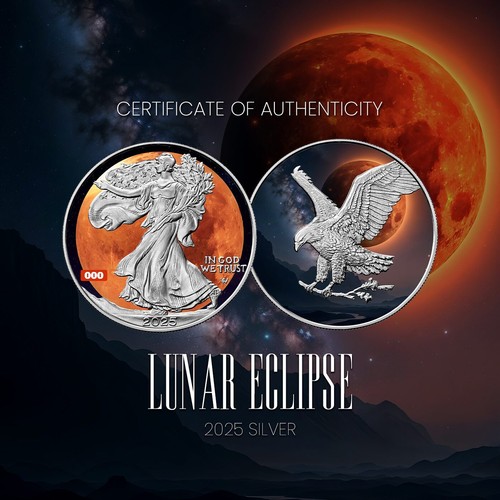 2025 ASE 1 oz Chromatics Total Lunar Eclipse Edition Silver Color Coin ...
