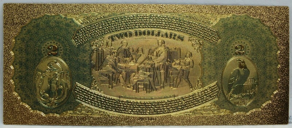 24K Gold-Plated Foil Note Currency Bill Paper Money Novelty Famous Cash ...