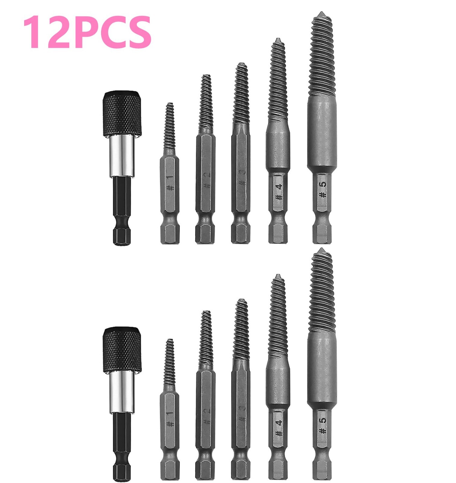 12Pcs Stud Screw Extractor Remover 1/4 Inch Hex Shank Damaged Bolt Easy ...