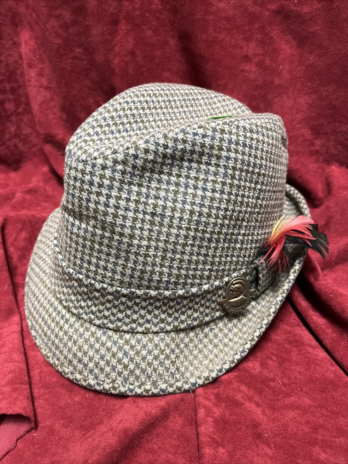 Vintage Knox New York Wool Tweed Fedora Hat Size 7 1/4 feather blue ...
