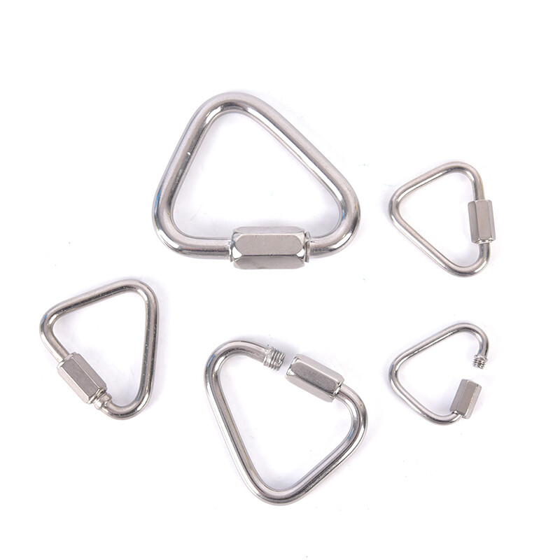 Triangle Carabiner Stainless Steel Keychain Snap Clip Hook Buckle Screw ...