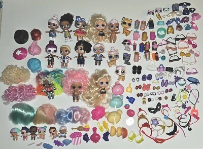 LOL Surprise Dolls LOT Pets Wigs Mugs Shoes Clothes Purses Hats 145pcs ...
