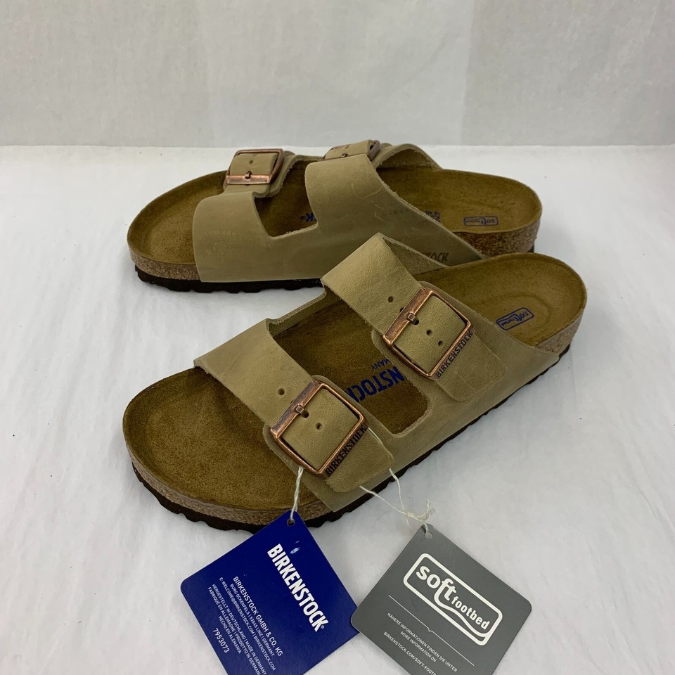 Birkenstock New w/ Box Arizona Tobacco Brown Oiled Leather Soft Footbed ...