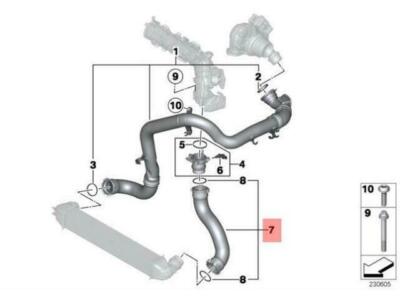 OEM BMW R60 R61 COUNTRYMAN INTERCOOLER PIPE TURBO HOSE 11618506720 ...