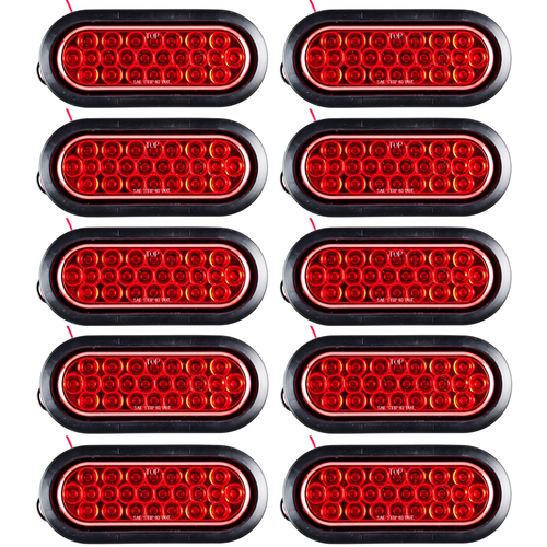 6" Inch Red Oval 24 LED Stop Turn Tail Truck Light w Grommet & Pigtail ...