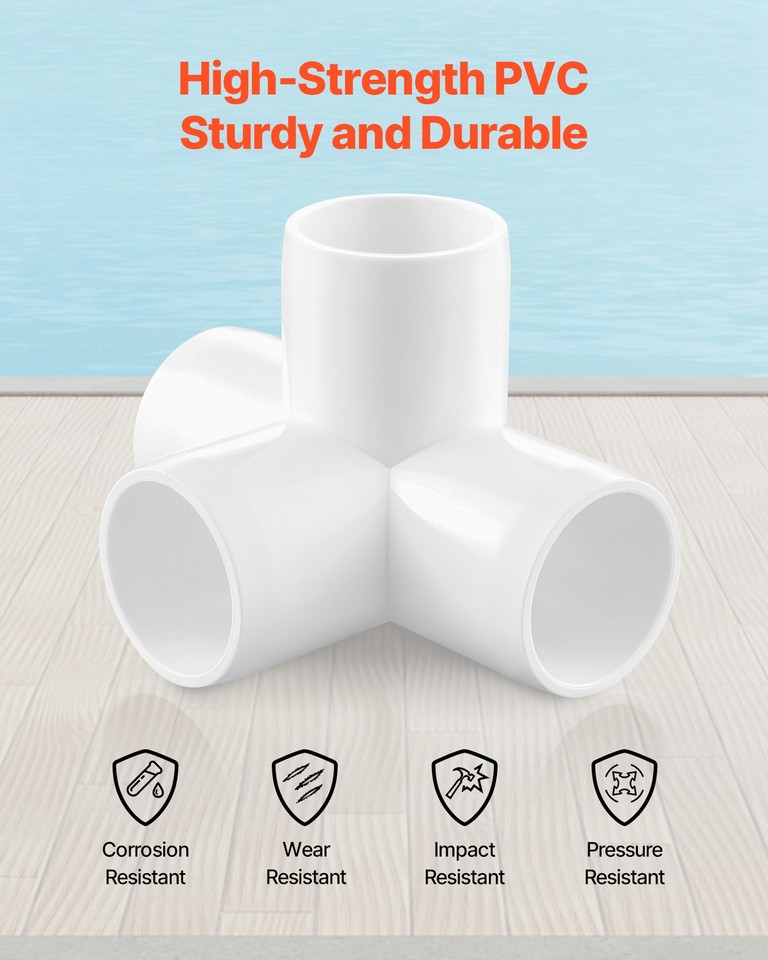 VEVOR 4-Way PVC Fittings 10-Pack PVC Pipe Joints Elbow Connector for 1 ...