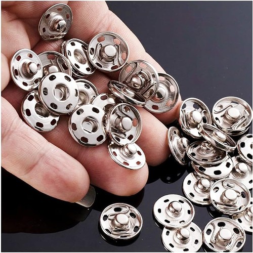 JOSDIOX Large Snaps for Sewing Big Sew on Snap Buttons Black, Silvery ...
