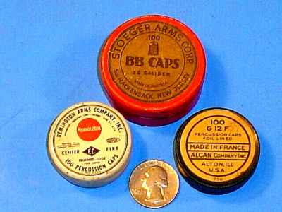 EMPTY VTG STOEGER BB .22 CALIBER CAPS~ALCAN AND REMINGTON PERCUSSION ...
