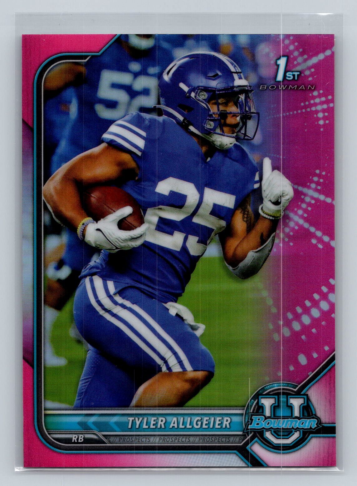 2021 -22 Bowman University #21 Tyler Allgeier Chrome Pink BYU Cougars ...