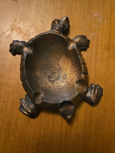 Vintage Copper Or Brass Ashtray Sea Turtle Animal 4 Slot 5 Inch Signed ...